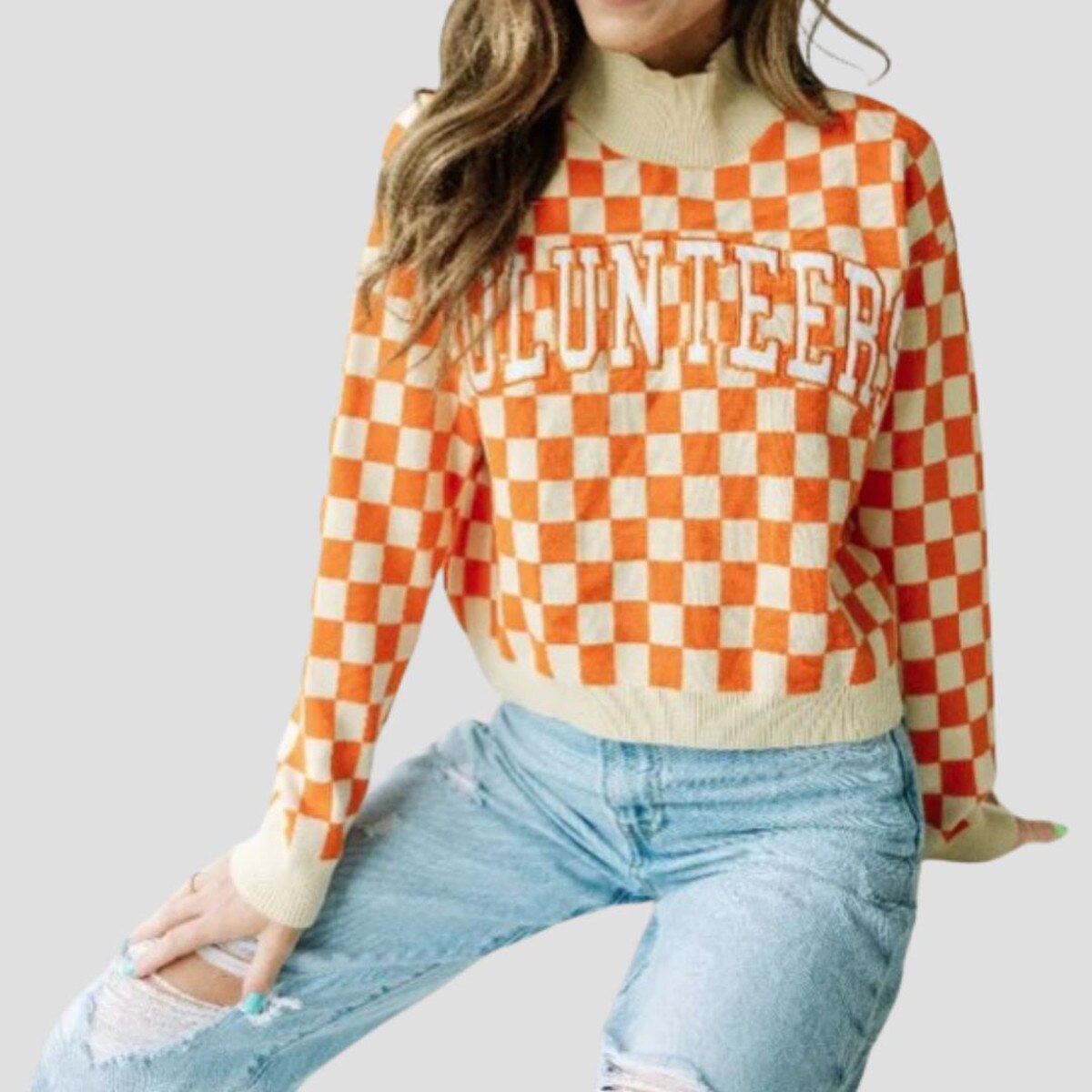 Women's Checkerboard Mock-Neck Sweater | VolShop - Official Campus ...